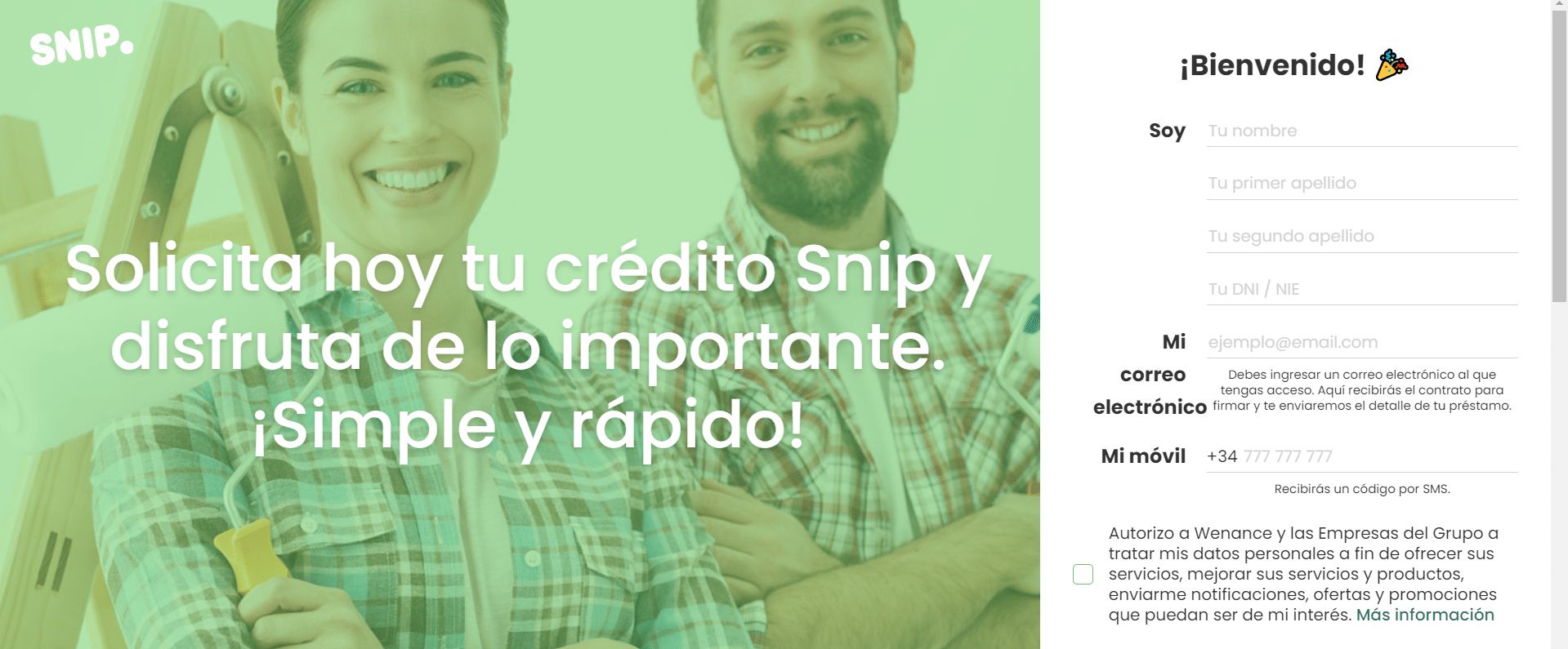 Snip Cred | Oferta, Condiciones y Opiniones | Créditos de 50 a 600€